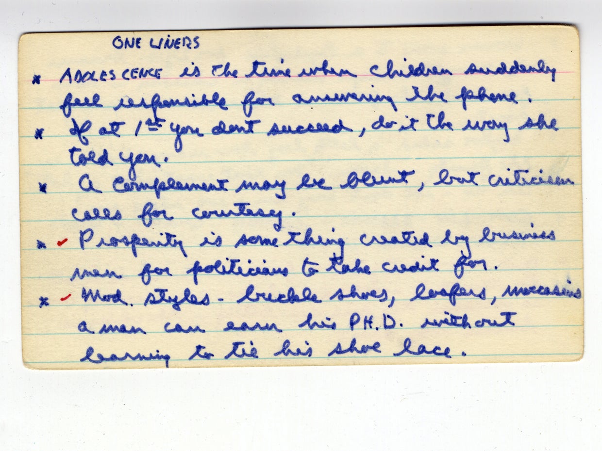 Ronald Reagan's index cards of one-liners