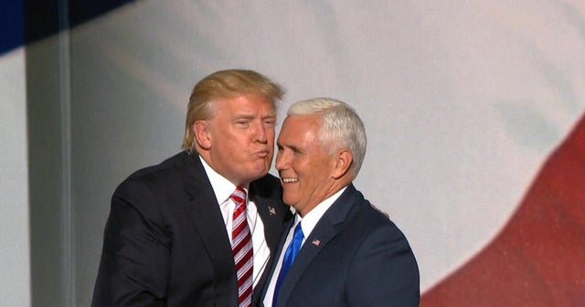 Trump awkwardly "air kisses" his running mate - CBS News