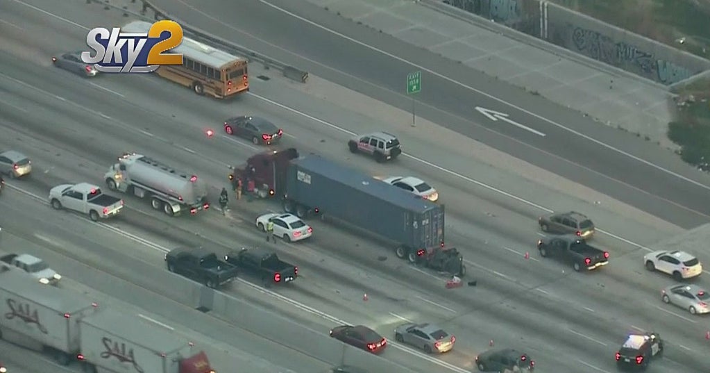 Crash Involving 5 Semis, 2 Vehicles Block Several Lanes Of NB 5 Freeway ...