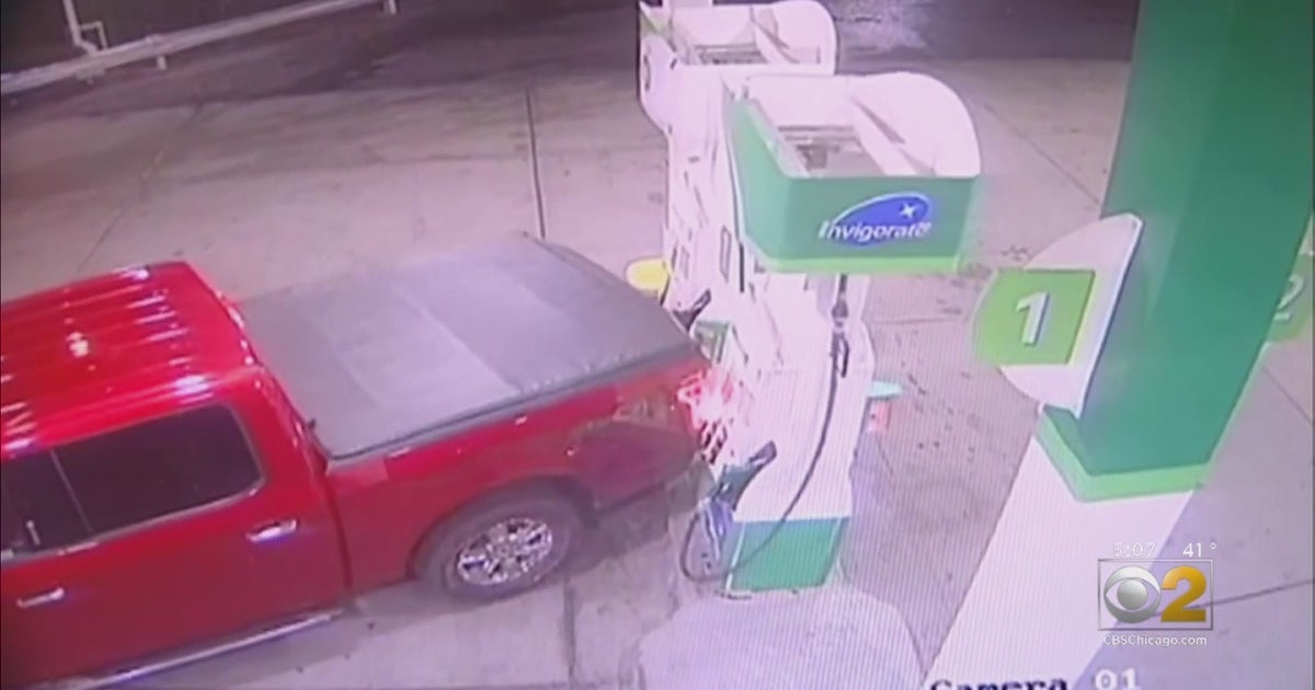 Lincolnwood Gasoline Spill Caused By Driver Backing Into Pump - CBS Chicago