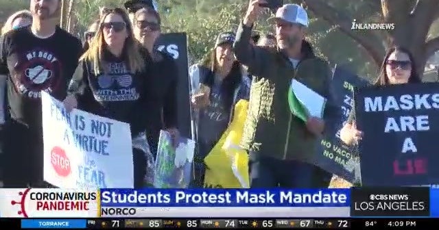 Norco Students Protest Statewide Mask Mandate - CBS Los Angeles